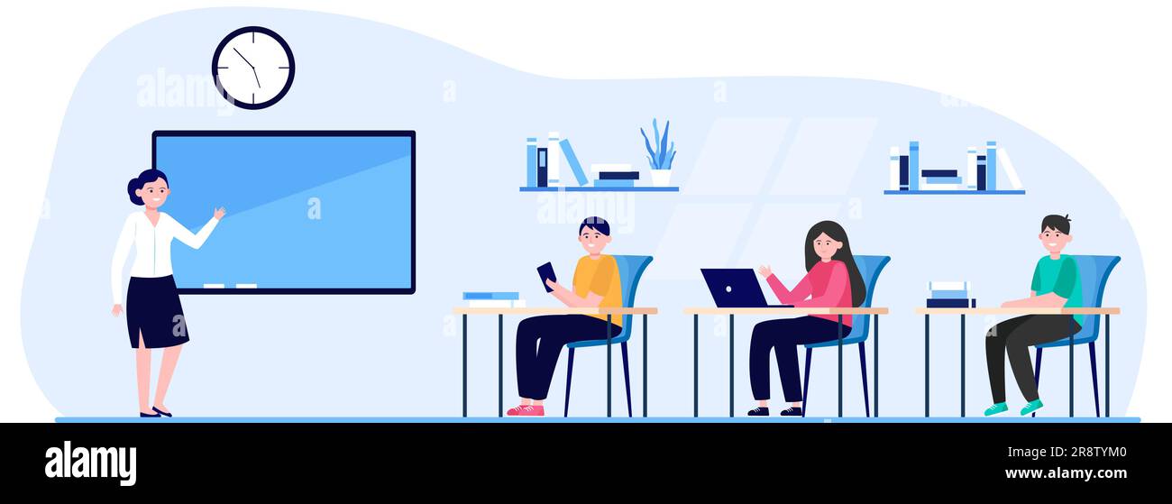 Students in classroom flat vector illustration Stock Vector Image & Art ...