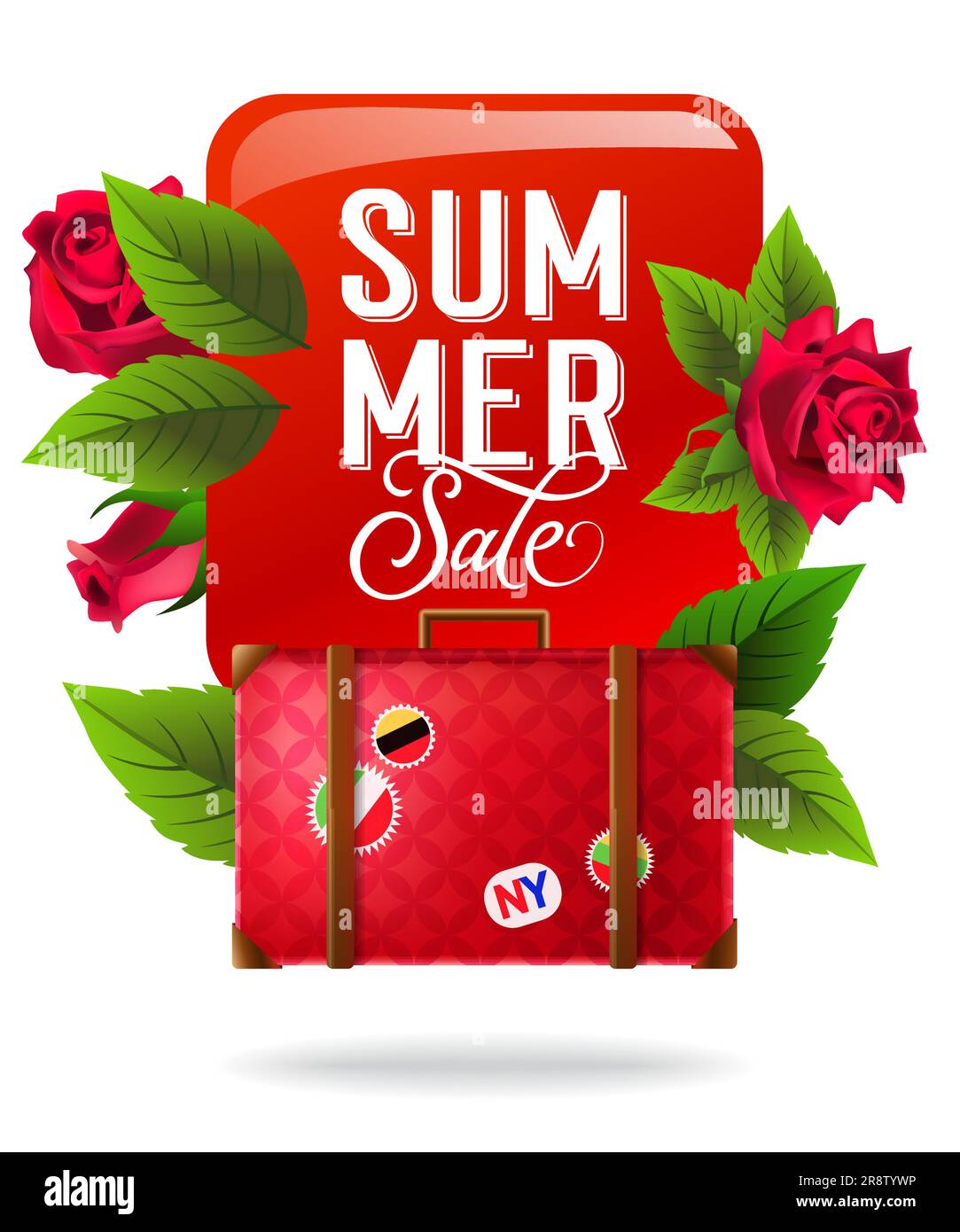 Summer sale, colorful poster design with red roses Stock Vector Image ...