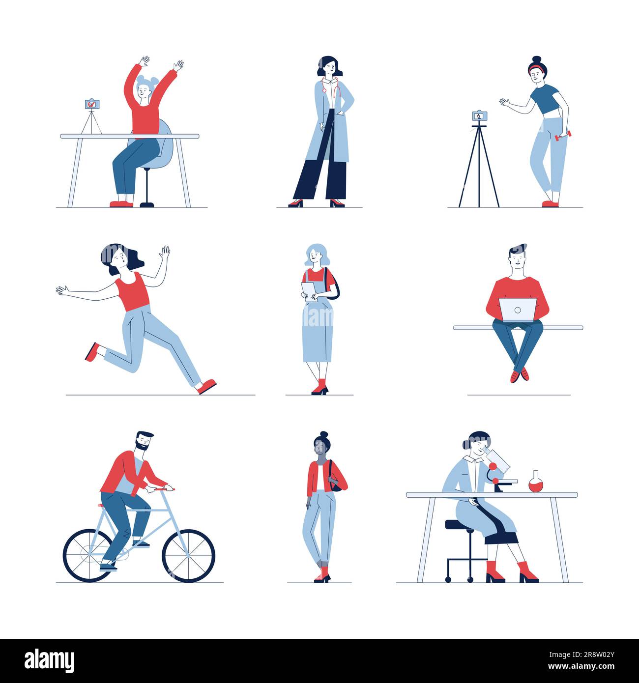 Trendy collection of diverse cartoon people Stock Vector Image & Art ...