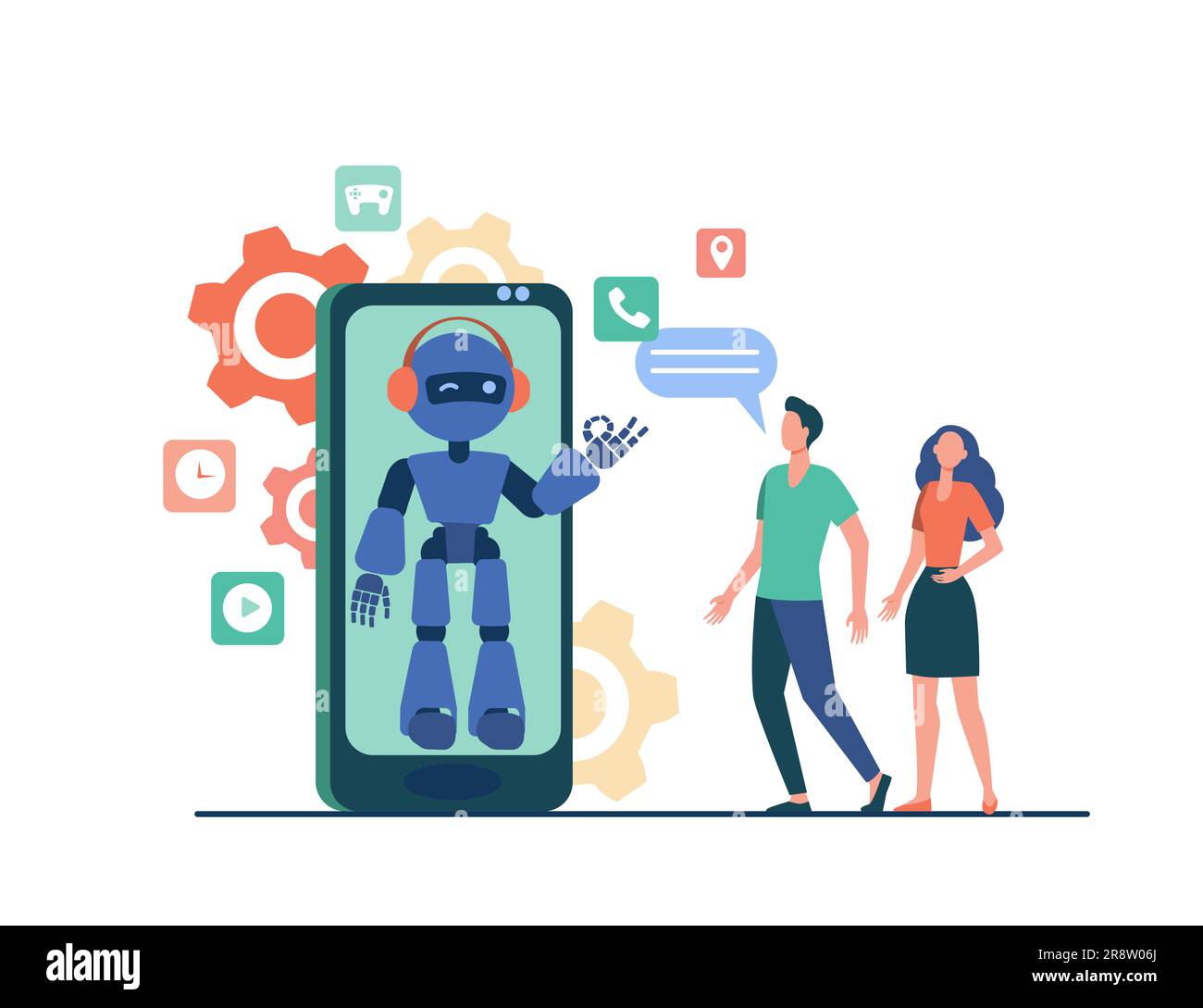 Man chatting chatbot robotic Stock Vector Images - Alamy