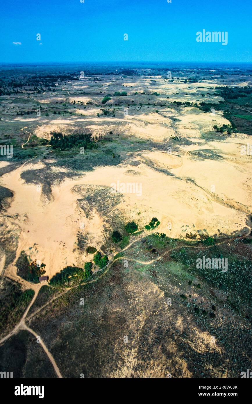 Aerial of Spirit Sands dunes Spruce Woods Provincial Park, Manitoba ...