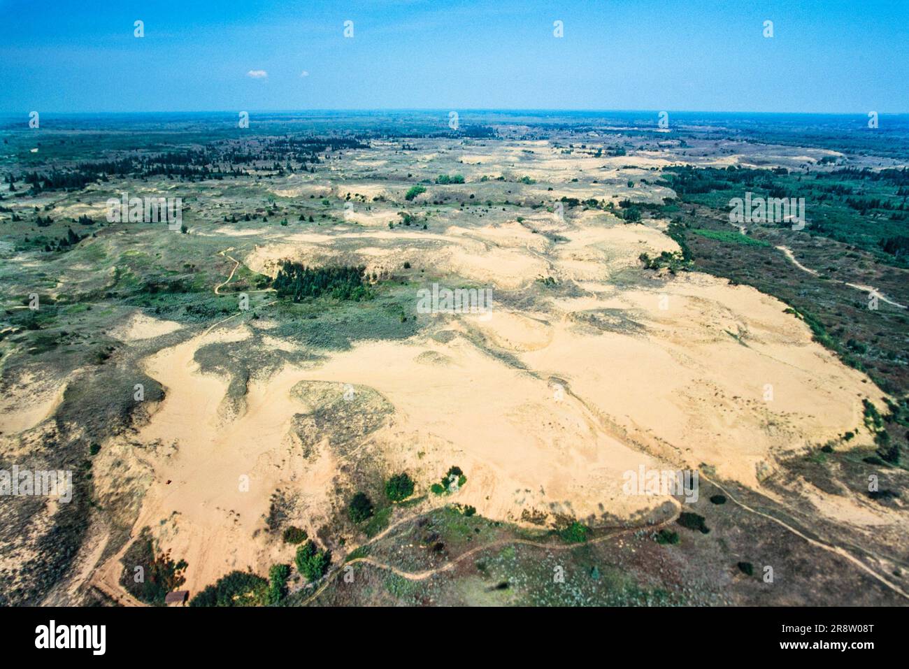 Aerial of Spirit Sands dunes Spruce Woods Provincial Park, Manitoba ...