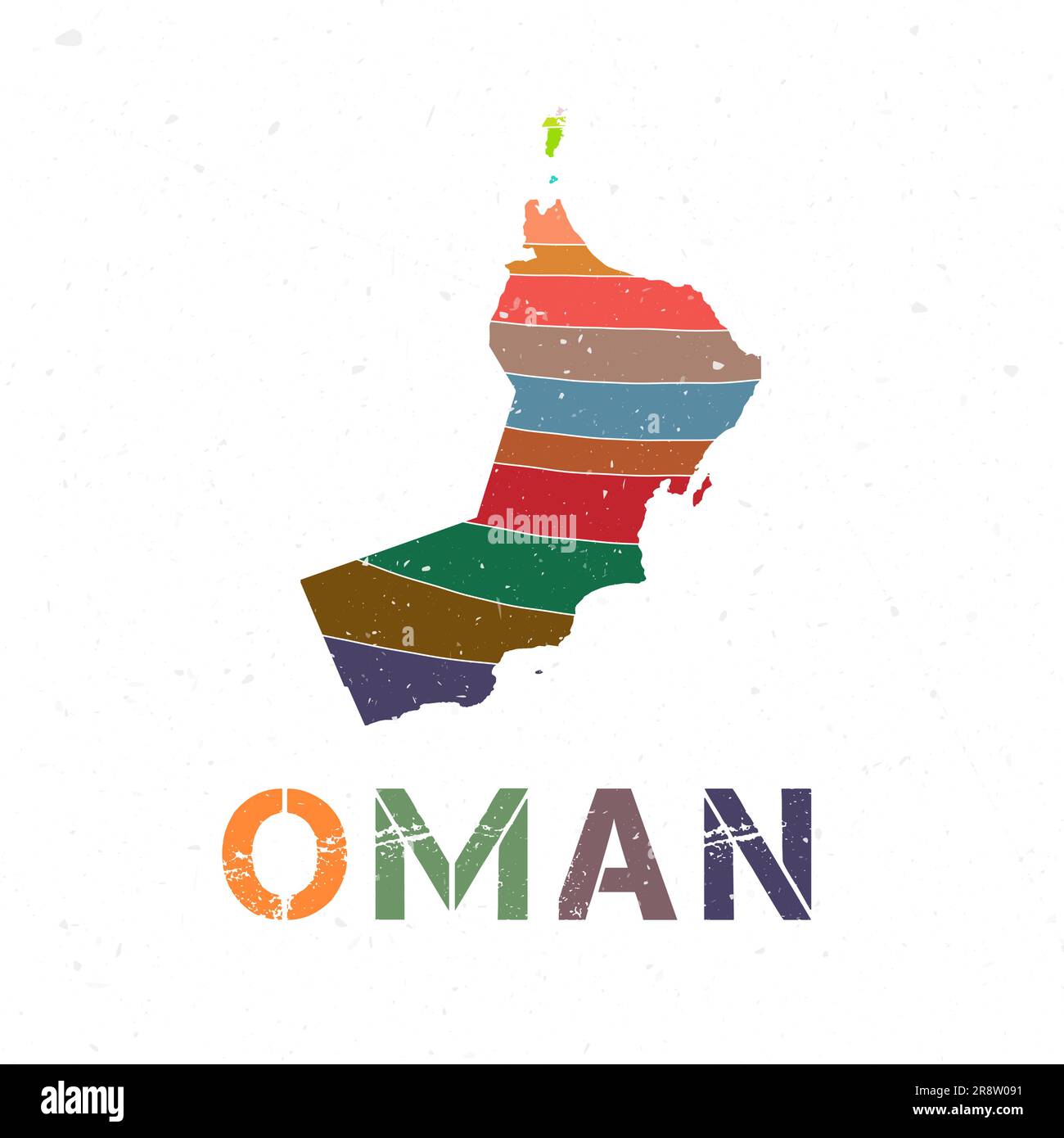 Oman map design. Shape of the country with beautiful geometric waves ...