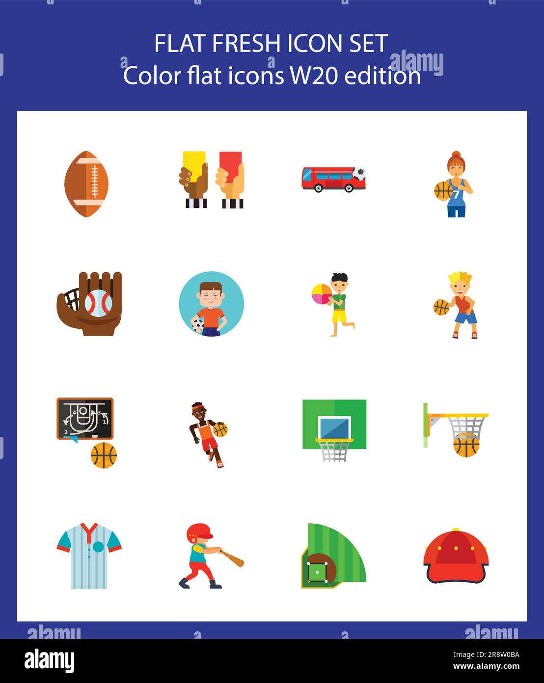 Ball games, sports equipment, players icon set Stock Vector Image & Art ...