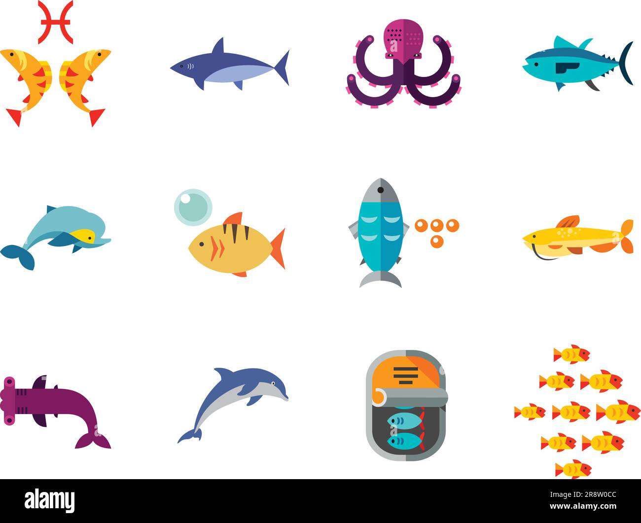 Fish Icon Set Stock Vector Image & Art - Alamy