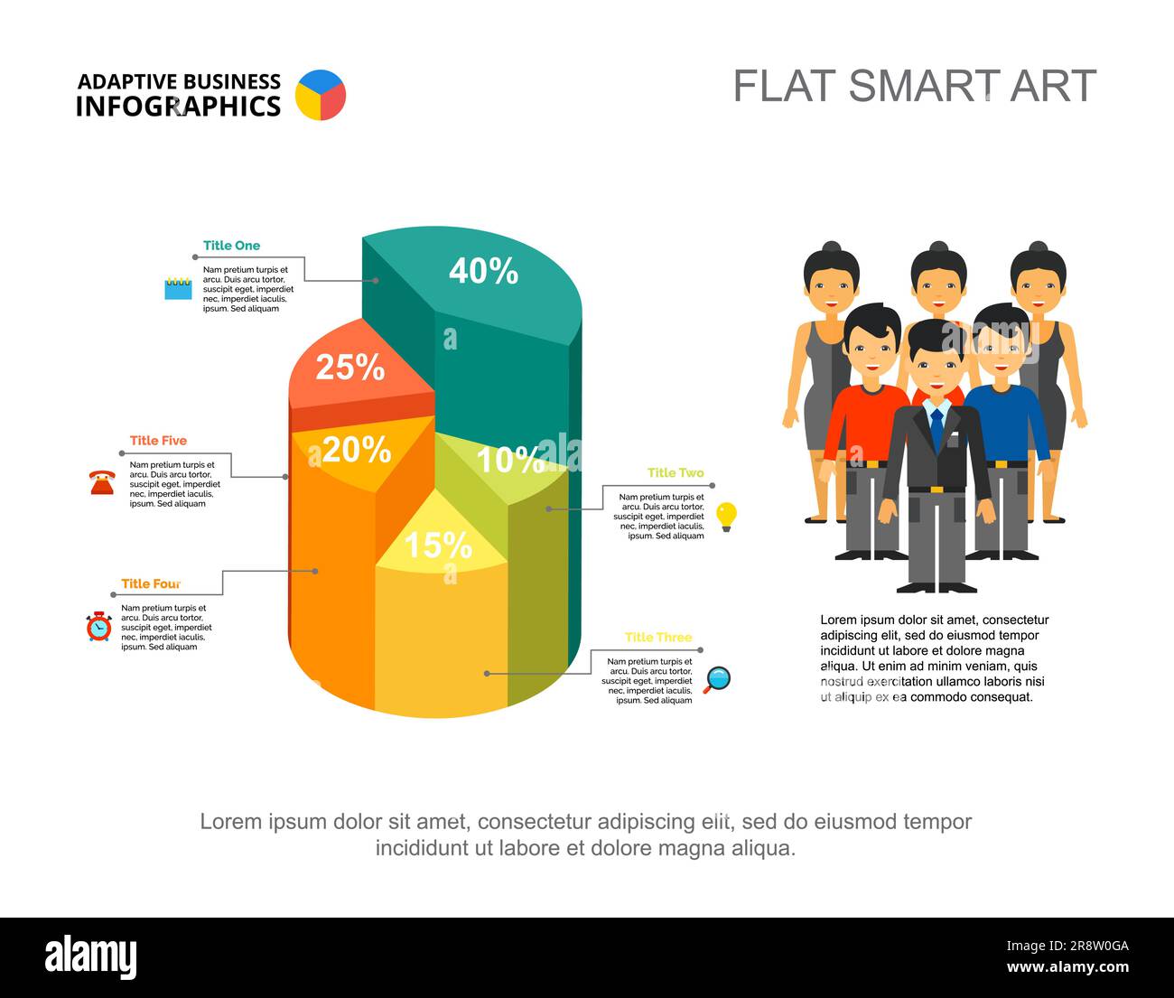Five Sectors 3D Pie Chart Slide Template Stock Vector Image & Art - Alamy