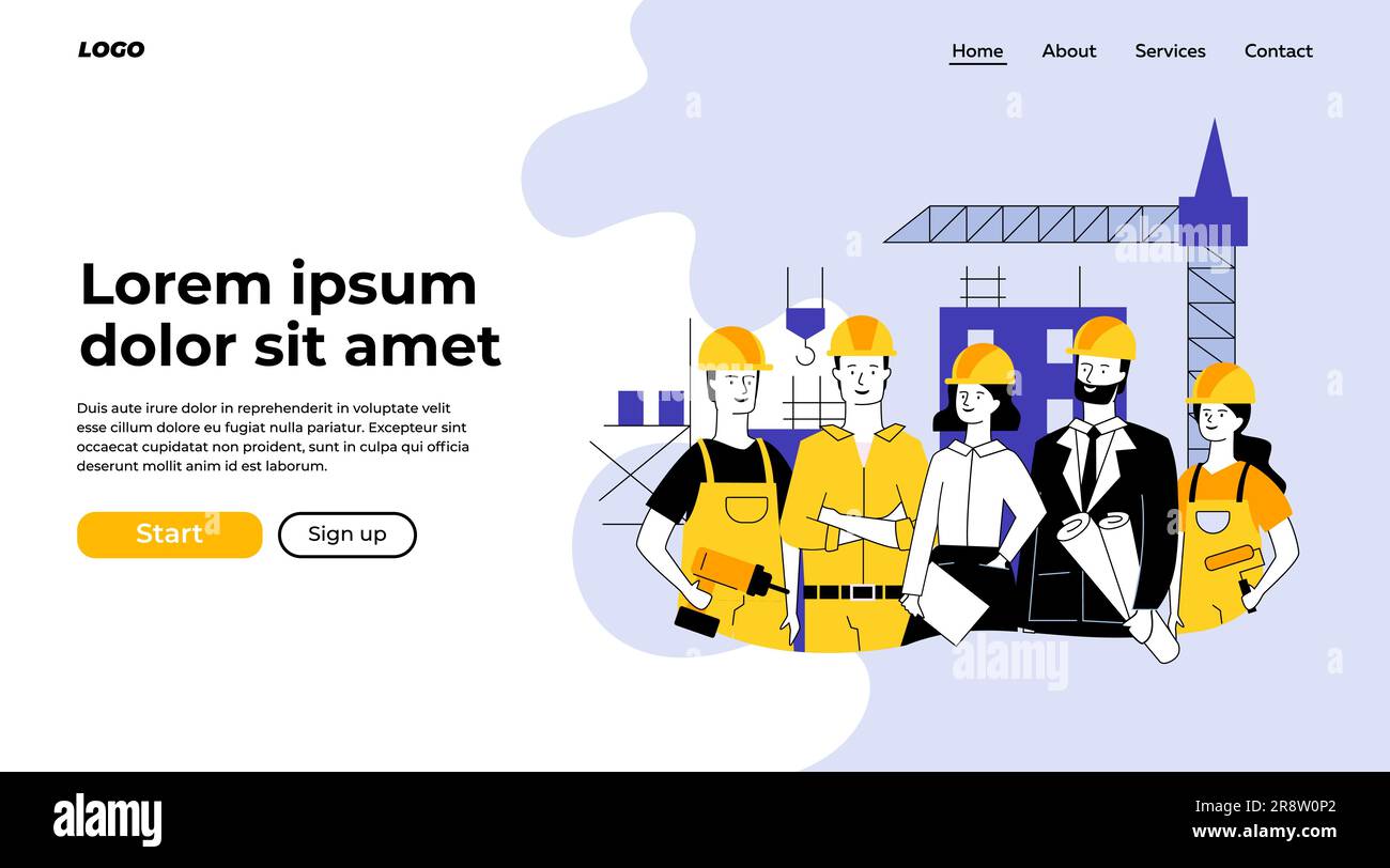 Engineering and construction workers standing together Stock Vector ...