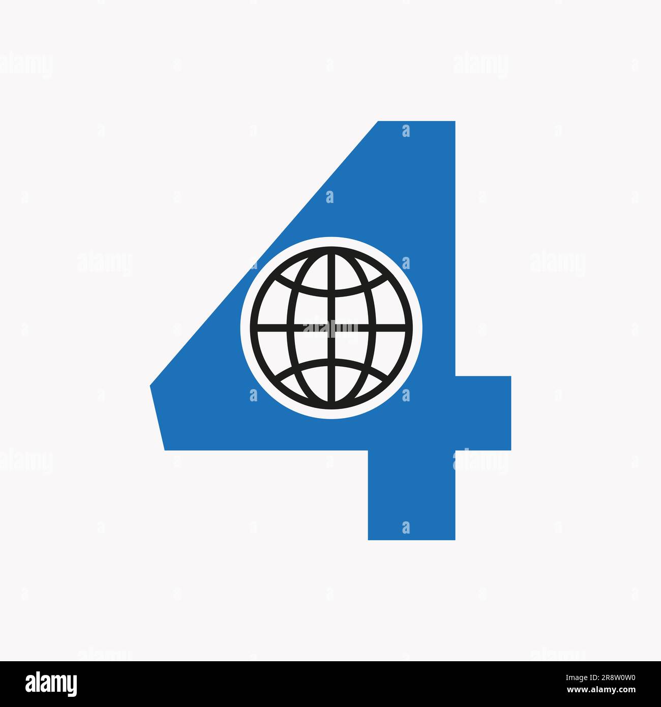 Letter 4 Global Logo Design. Global Logotype Symbol Vector Template ...