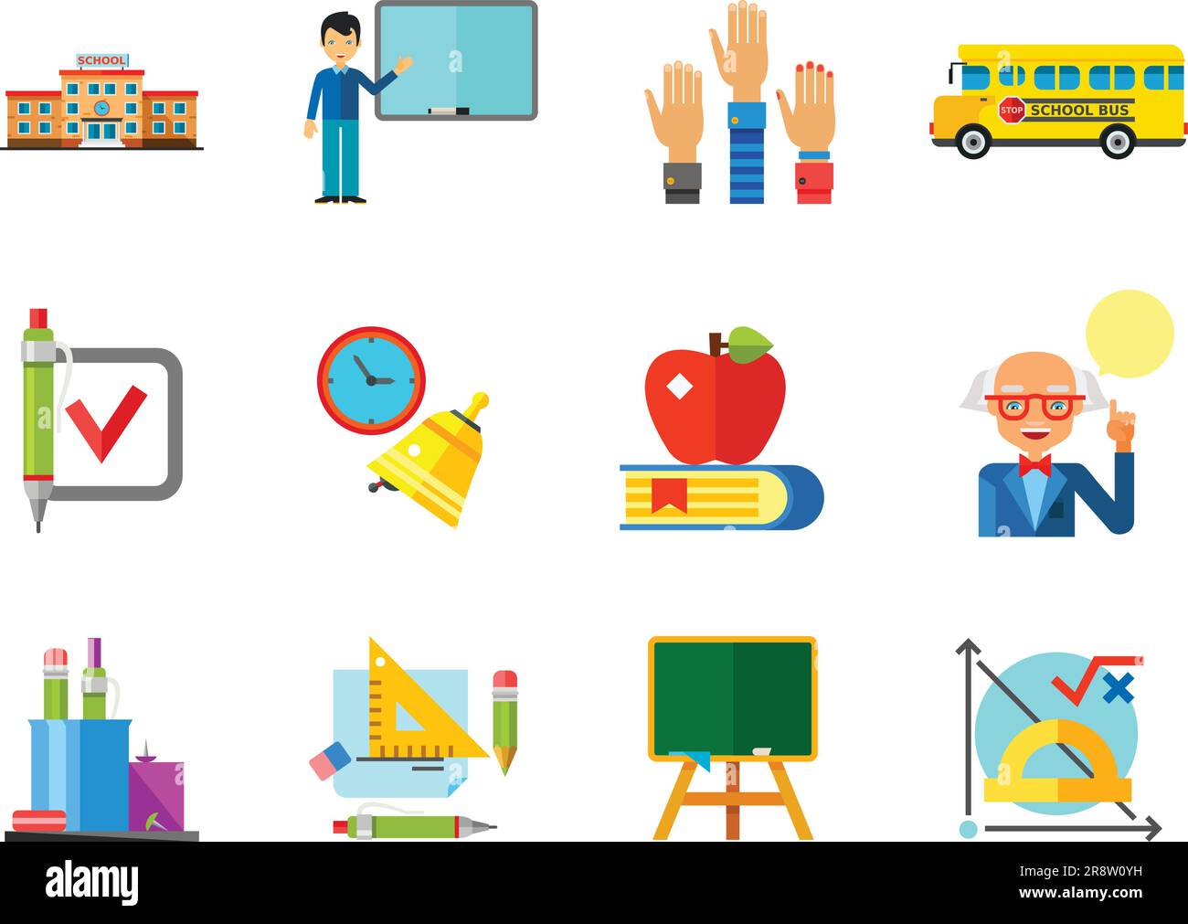 School Icon Set Stock Vector Image & Art - Alamy