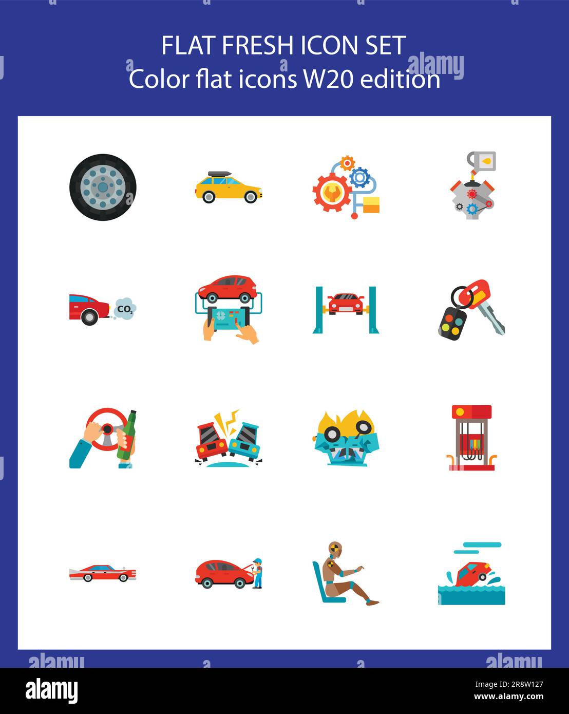 Car driving, car production, auto service icon set Stock Vector Image ...