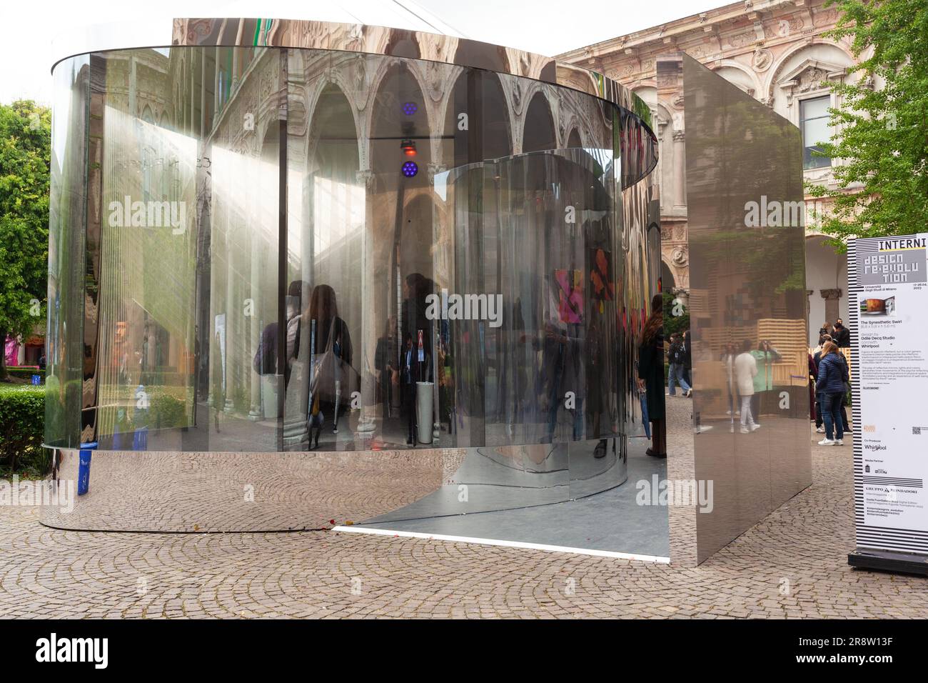 Milan, Italy - April 21, 2023: Installation titled The Synesthetic Swirl designed by Odile Decq ...