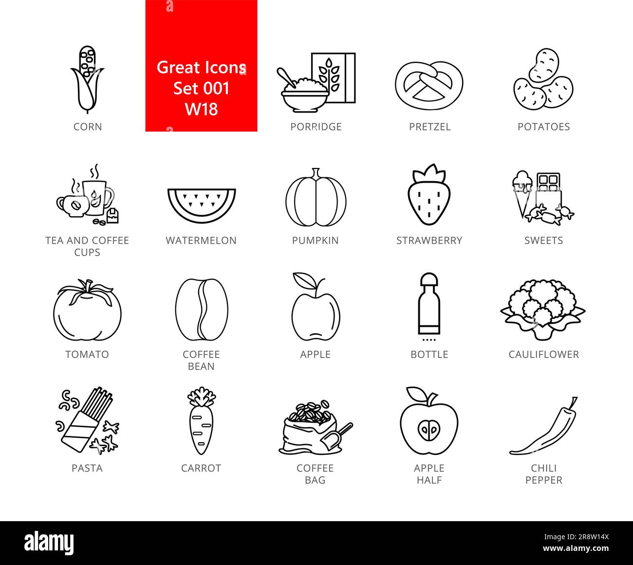 Healthy Food Icons Set Stock Vector Image & Art - Alamy