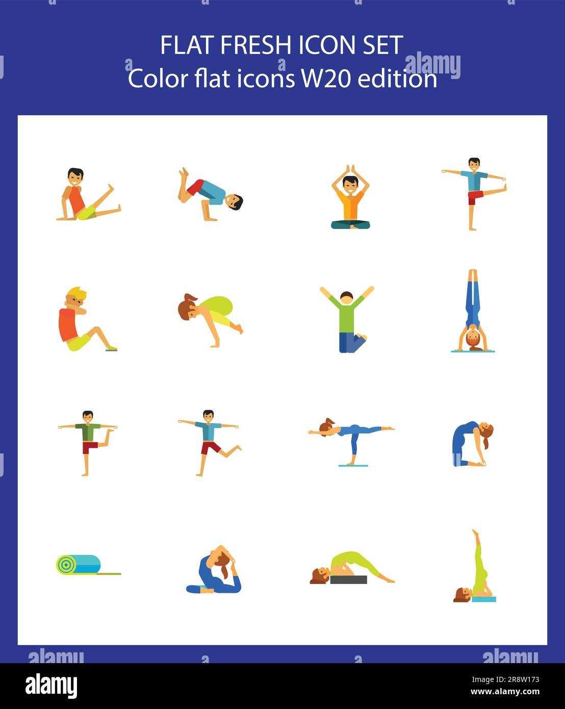 Yoga poses and fitness exercises icon set Stock Vector Image & Art - Alamy