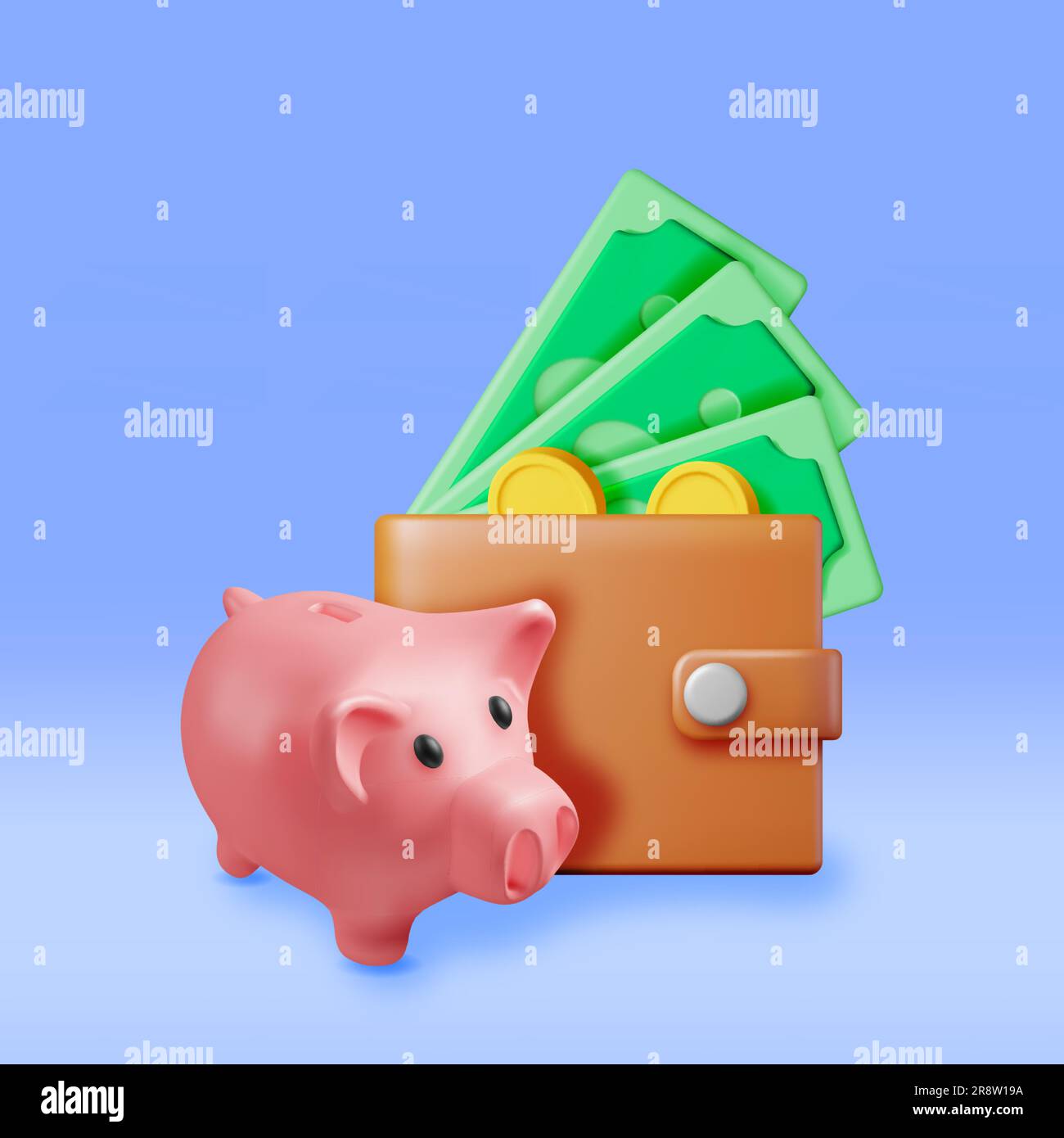 3d piggy bank coins Stock Vector Images - Alamy