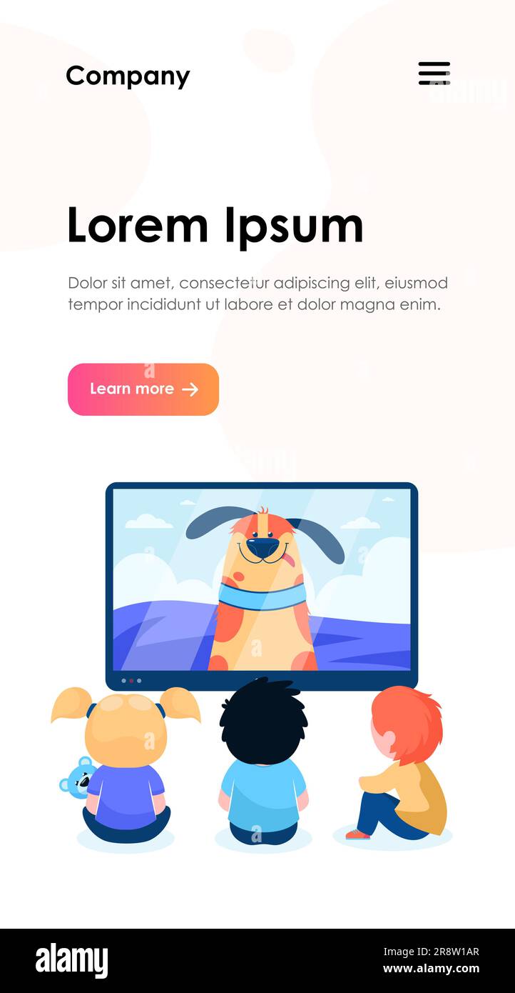 Children watching TV flat vector illustration Stock Vector Image & Art ...
