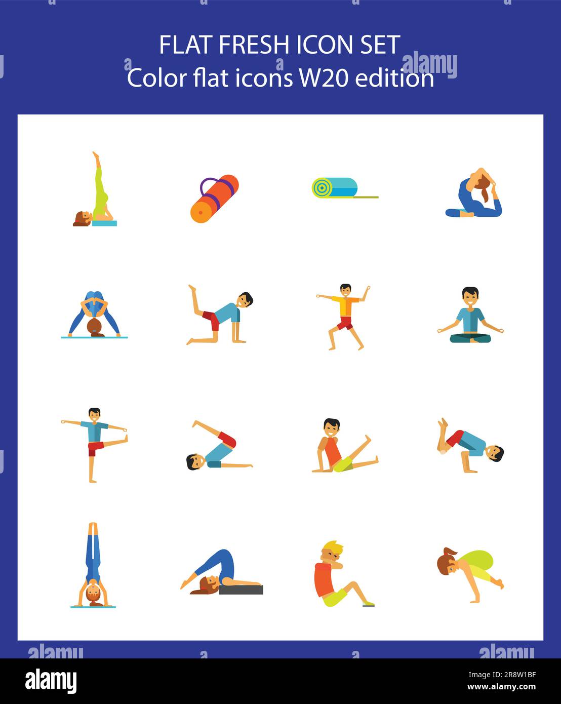 Yoga poses and fitness exercises icon set Stock Vector Image & Art - Alamy