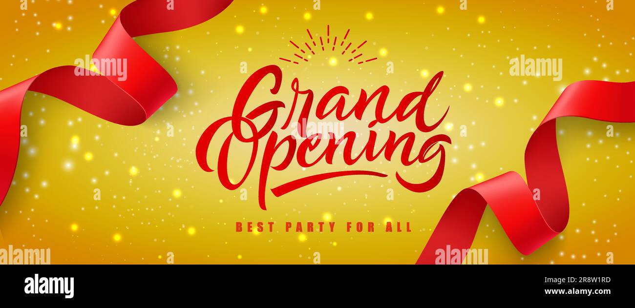Grand opening festive banner design with streamer Stock Vector Image ...