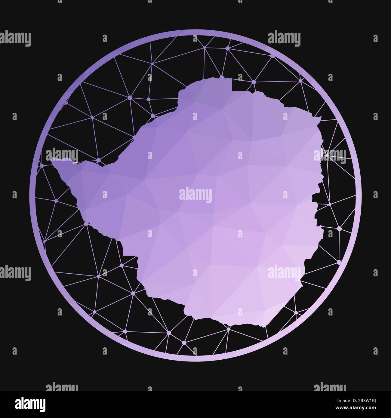 Zimbabwe icon. Vector polygonal map of the country. Zimbabwe icon in ...