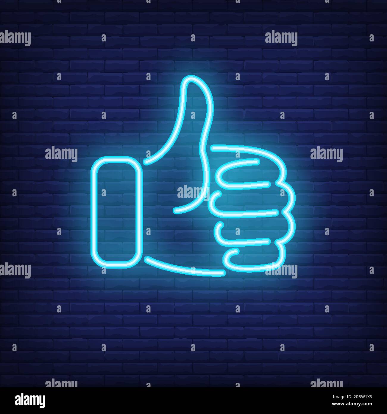 Thumb up shape. Blue neon sign element Stock Vector Image & Art - Alamy