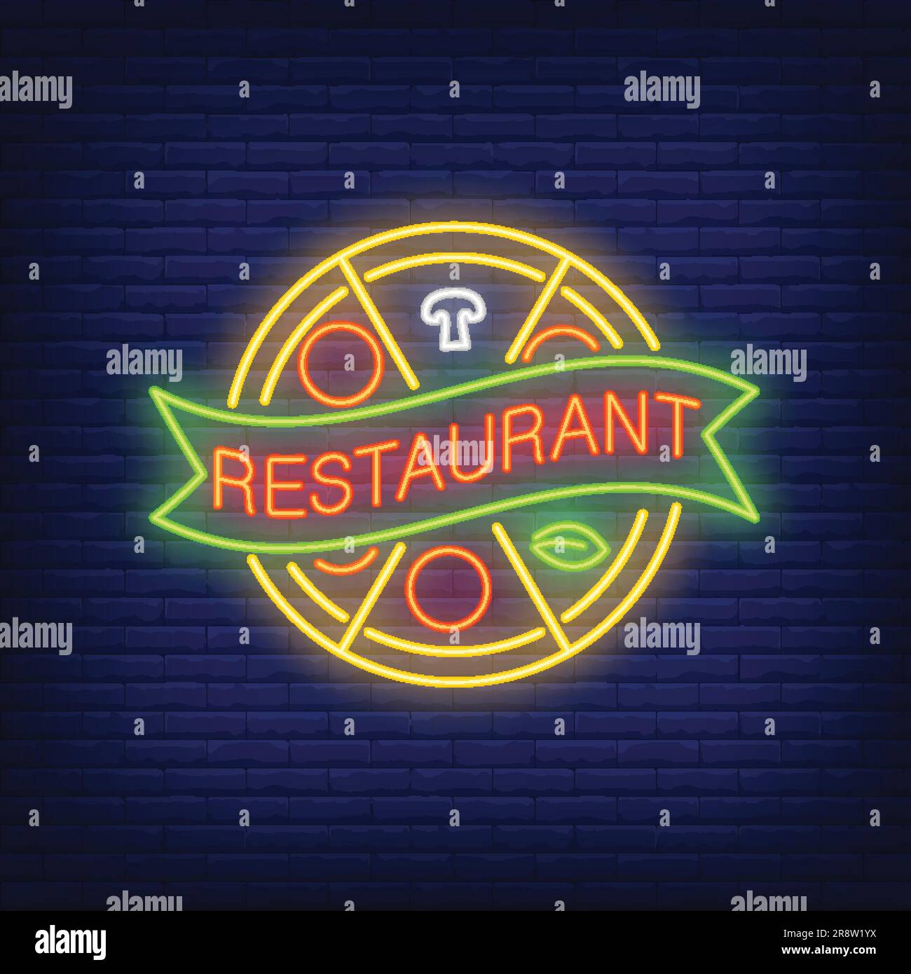Restaurant neon sign with pizza Stock Vector Image & Art - Alamy