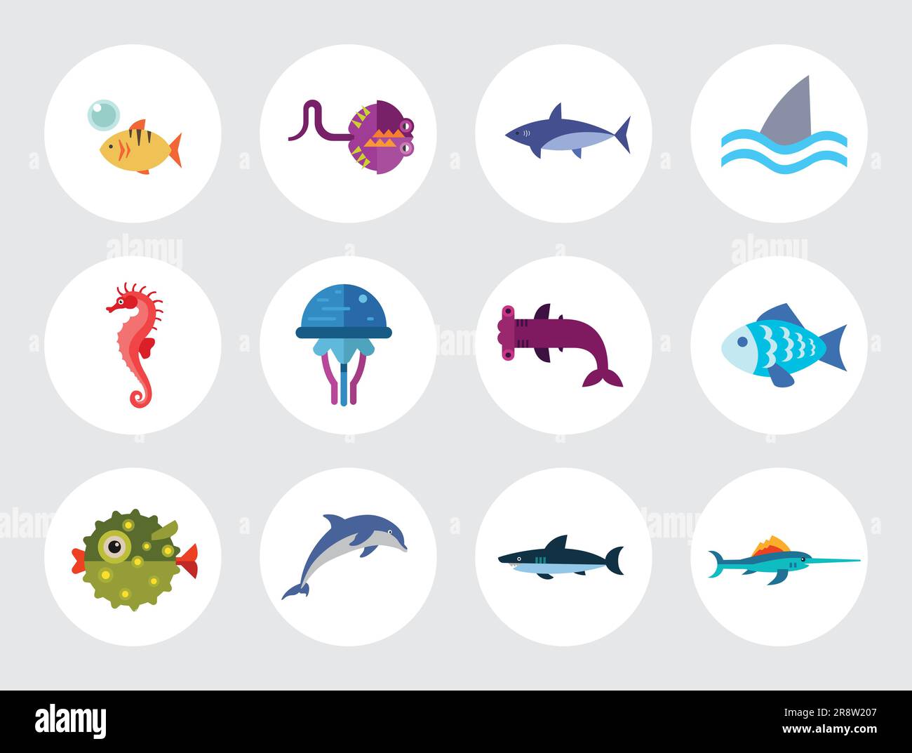 Fish Icons Set Stock Vector Image & Art - Alamy