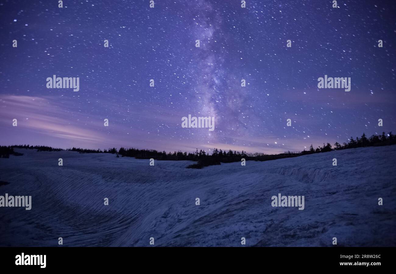 Lingering snow and Milky Way Stock Photo - Alamy