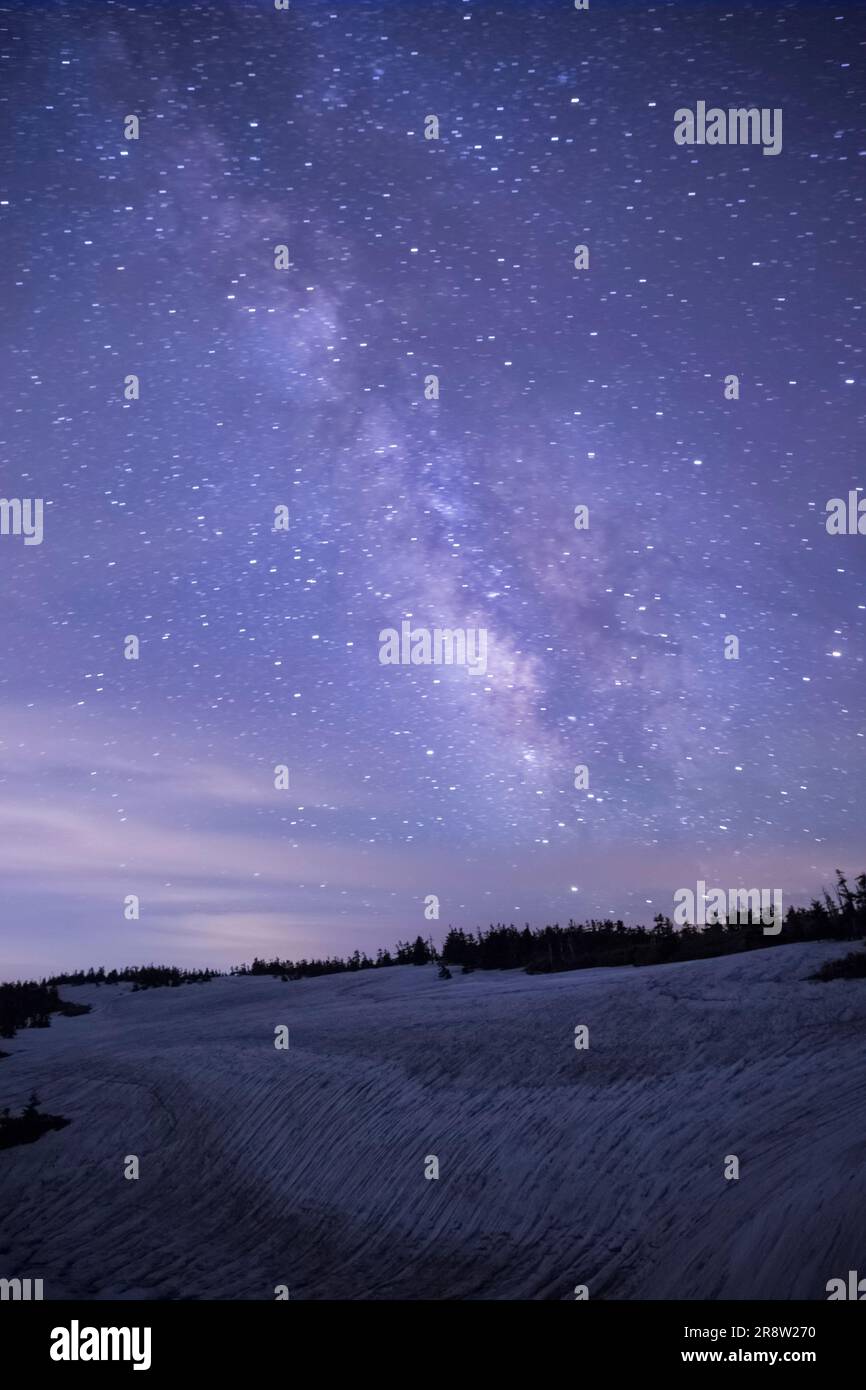Lingering snow and Milky Way Stock Photo - Alamy
