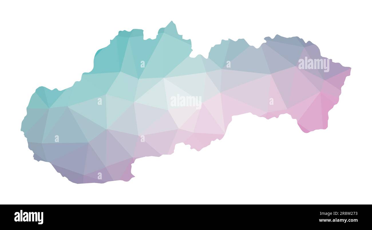 Polygonal map of Slovakia. Geometric illustration of the country in ...