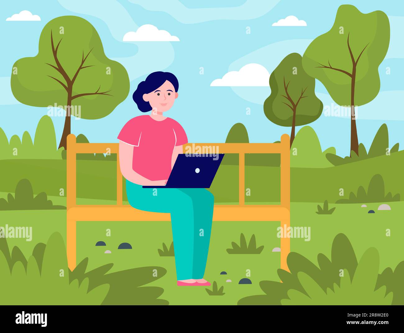 Laptop computer park background Stock Vector Images - Alamy