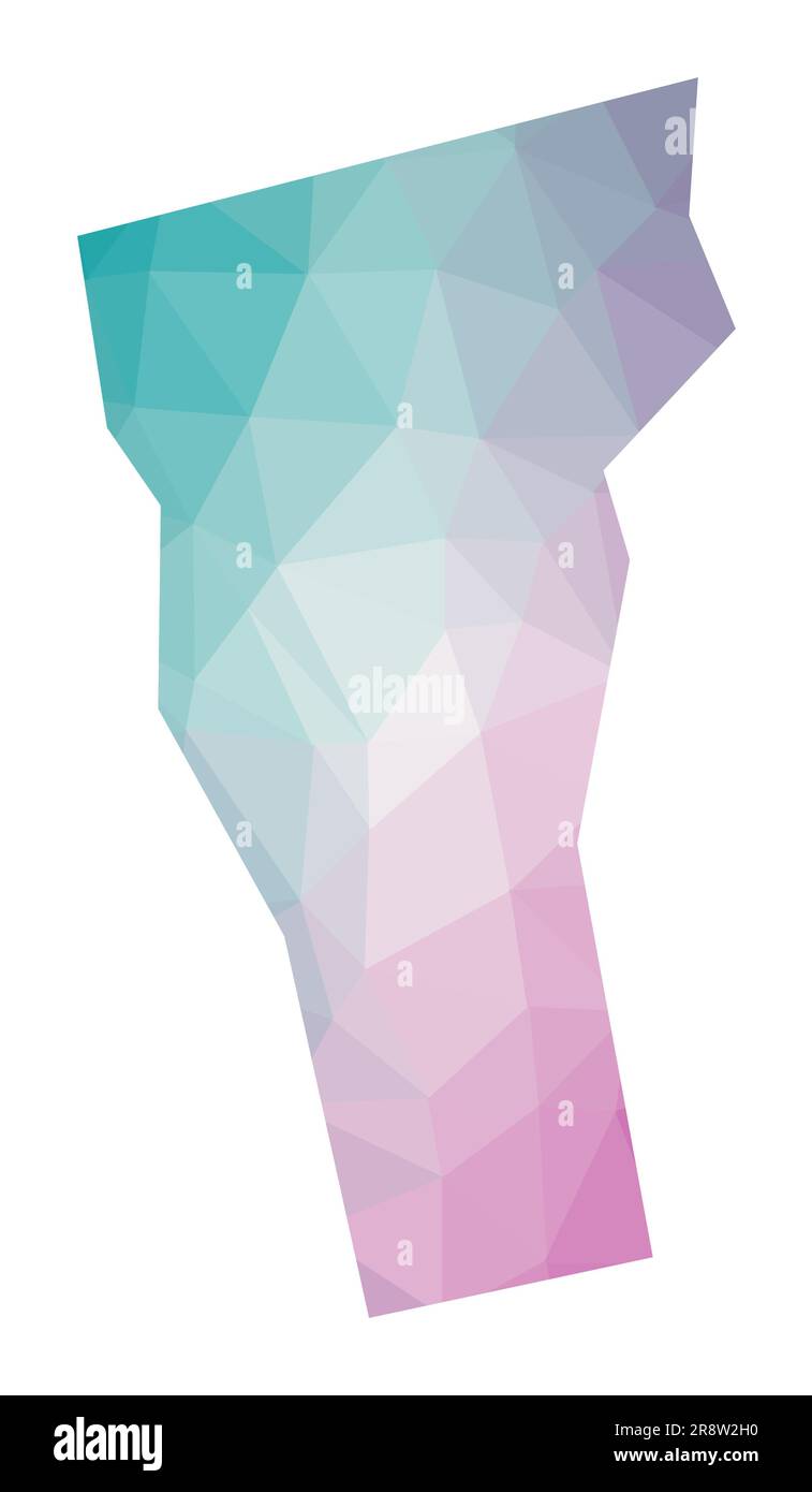Polygonal map of Vermont. Geometric illustration of the US state in ...