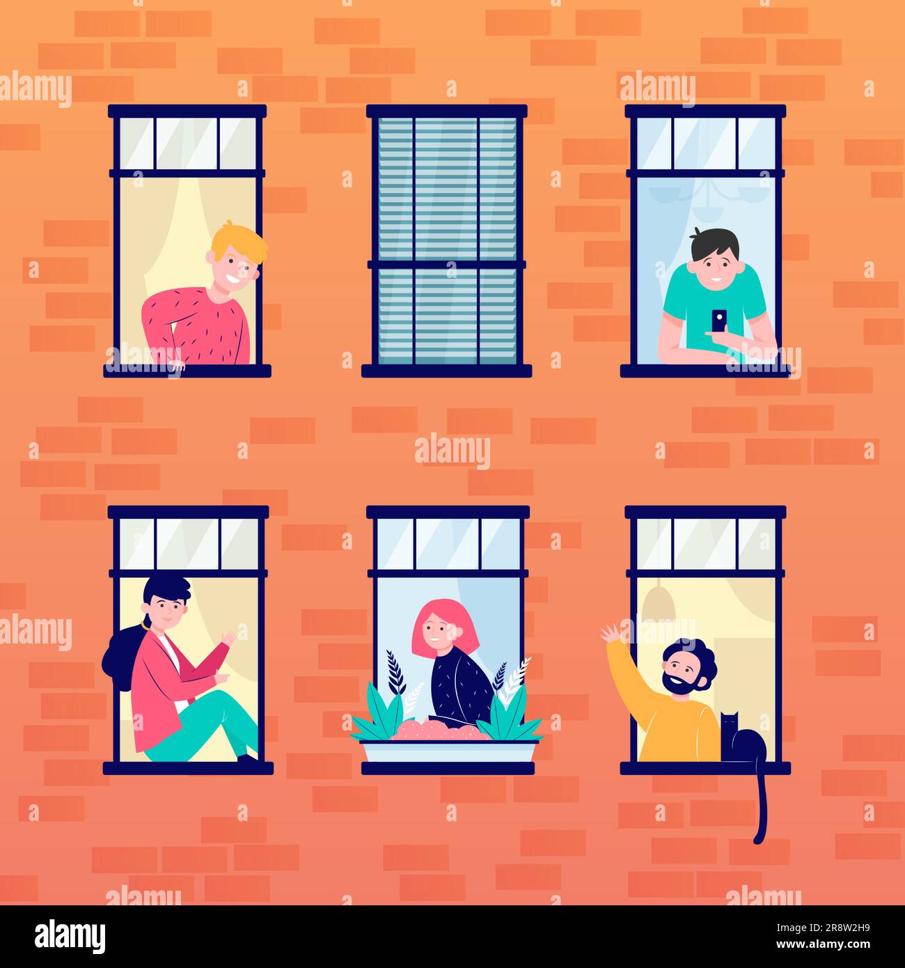 Apartment open windows and neighbors Stock Vector Image & Art - Alamy