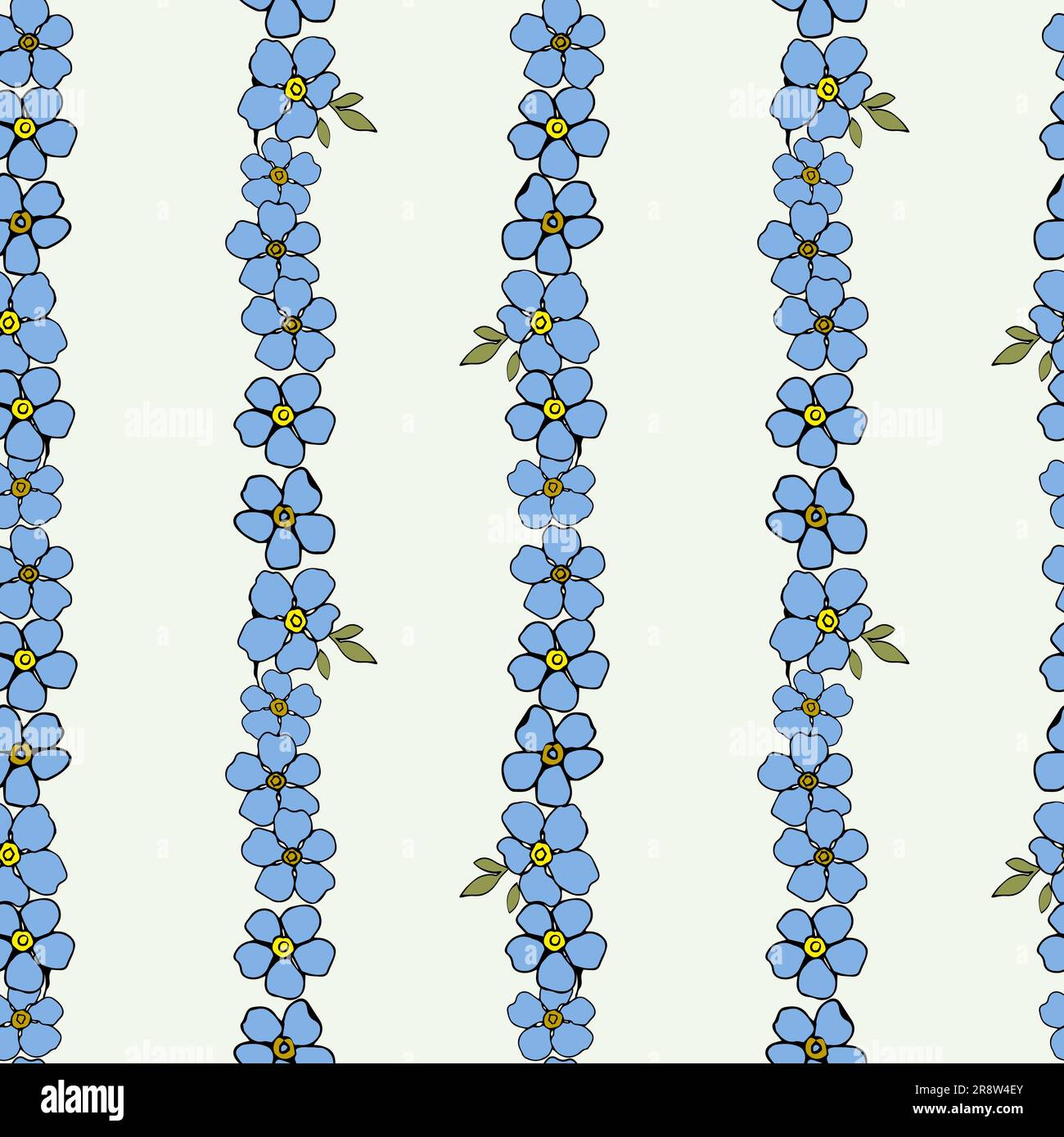 Forget me not flower seamless pattern pastel blue color for textile ...