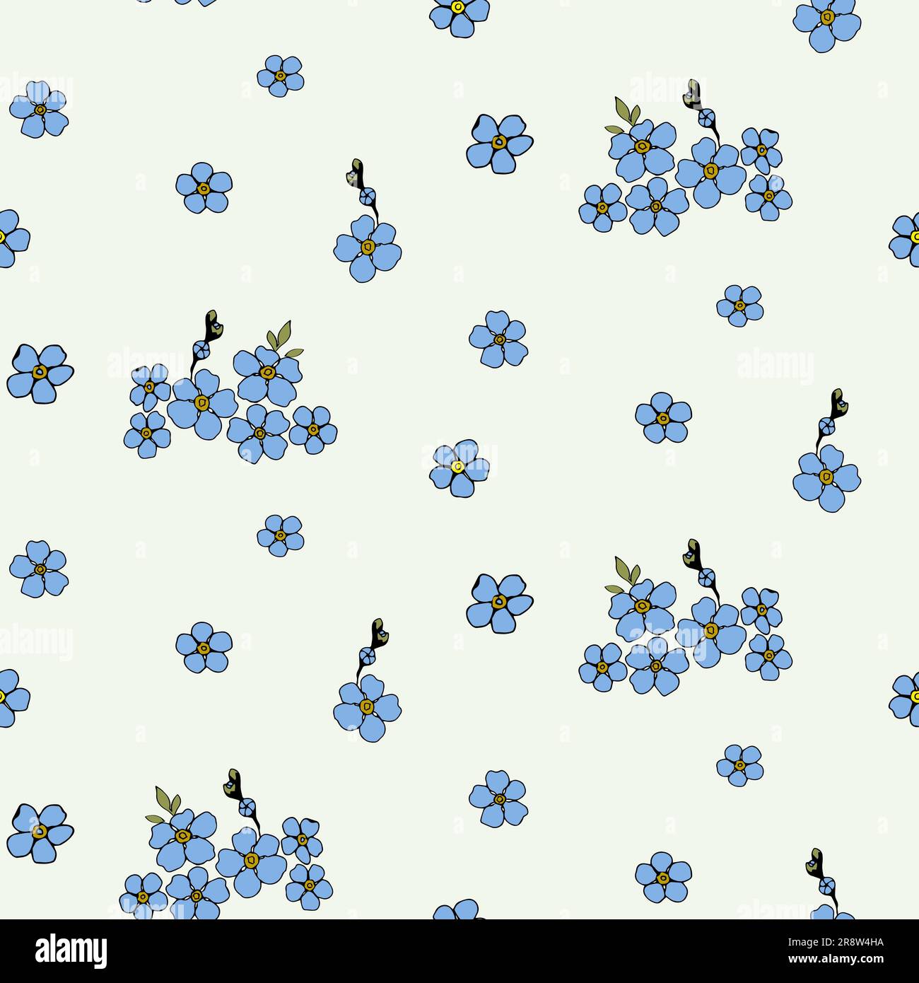 Forget me not flower seamless pattern pastel blue color for textile ...