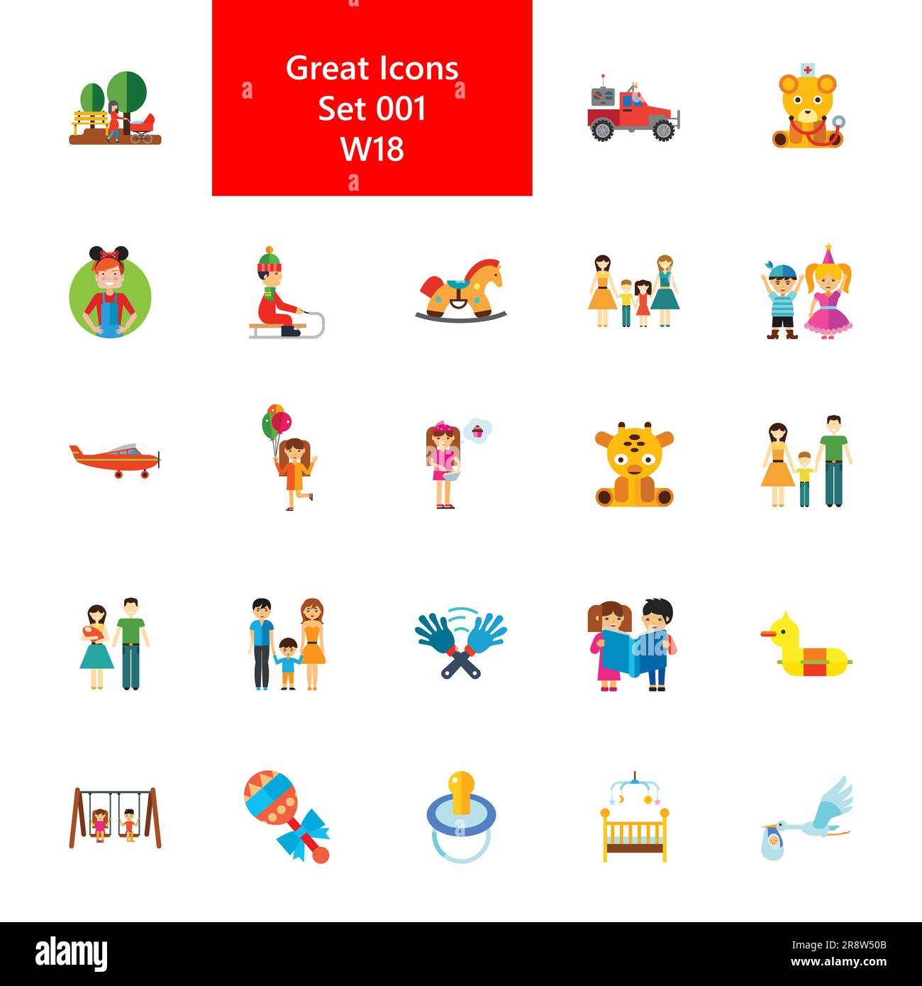 Childhood symbols, toy and family icon set Stock Vector Image & Art - Alamy