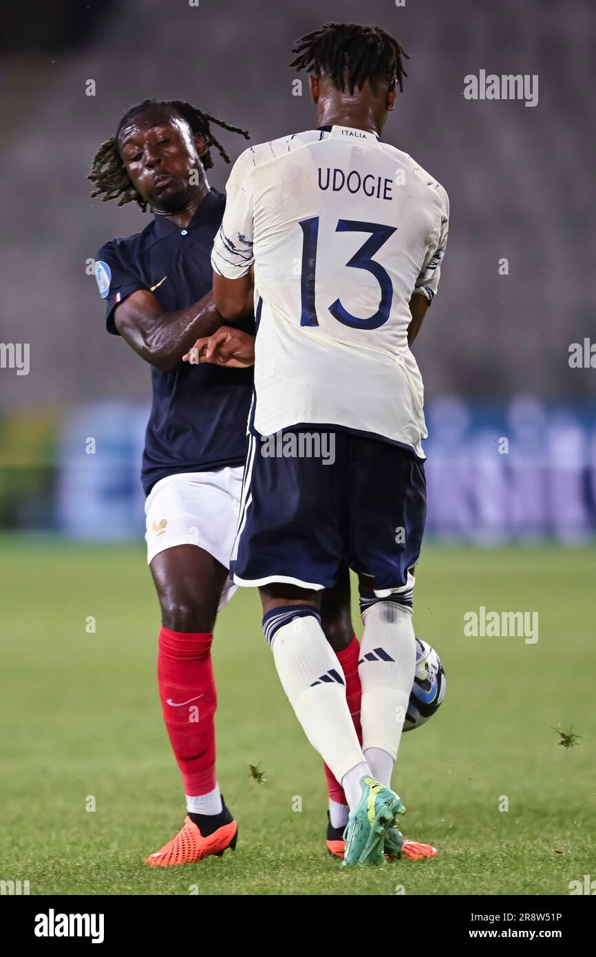 Manu Kone (France U21)Destiny Udogie (Italy U21) during the UEFA Under ...