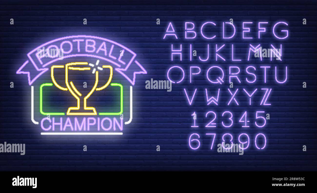 Football champion and alphabet neon sign set Stock Vector Image & Art ...