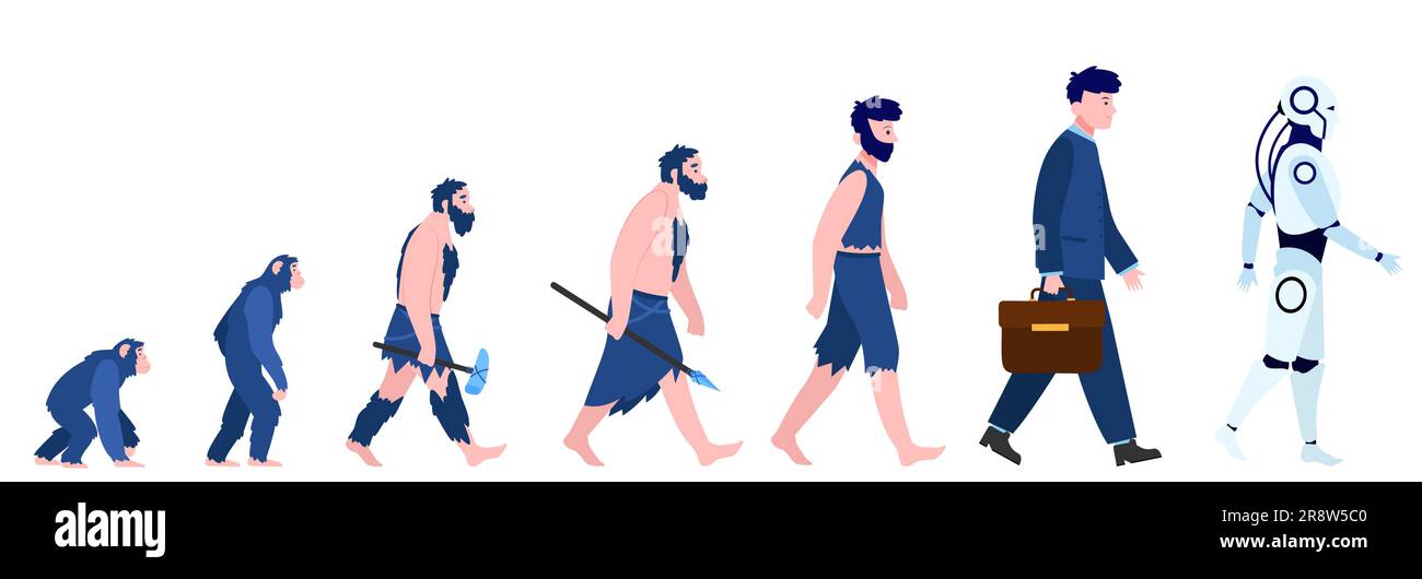 Cartoon human evolution isolated flat vector illustration Stock Vector ...