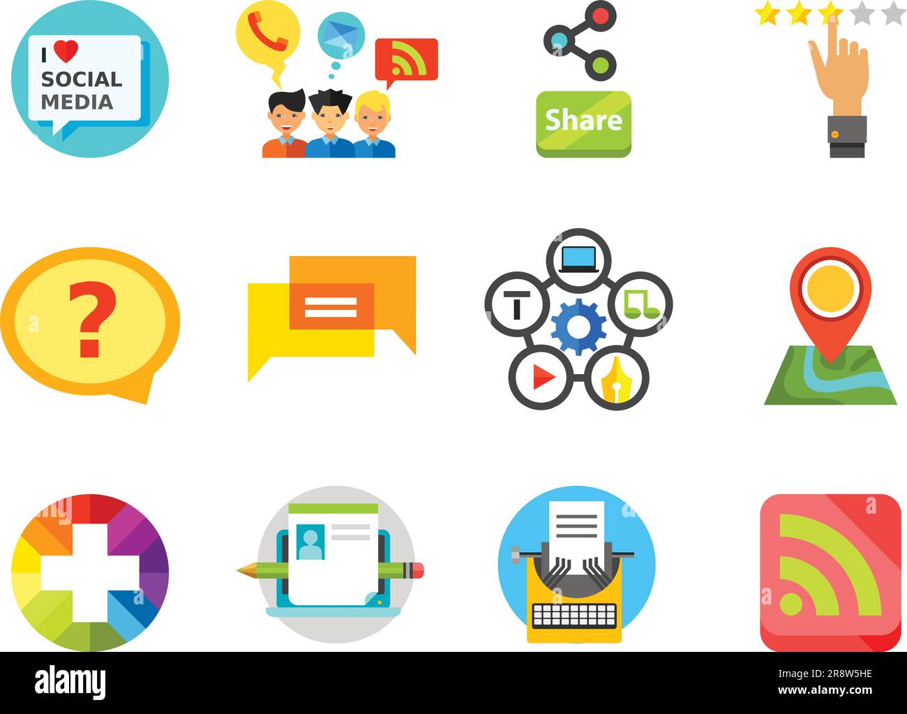 Social Media Icon Set Stock Vector Image & Art - Alamy