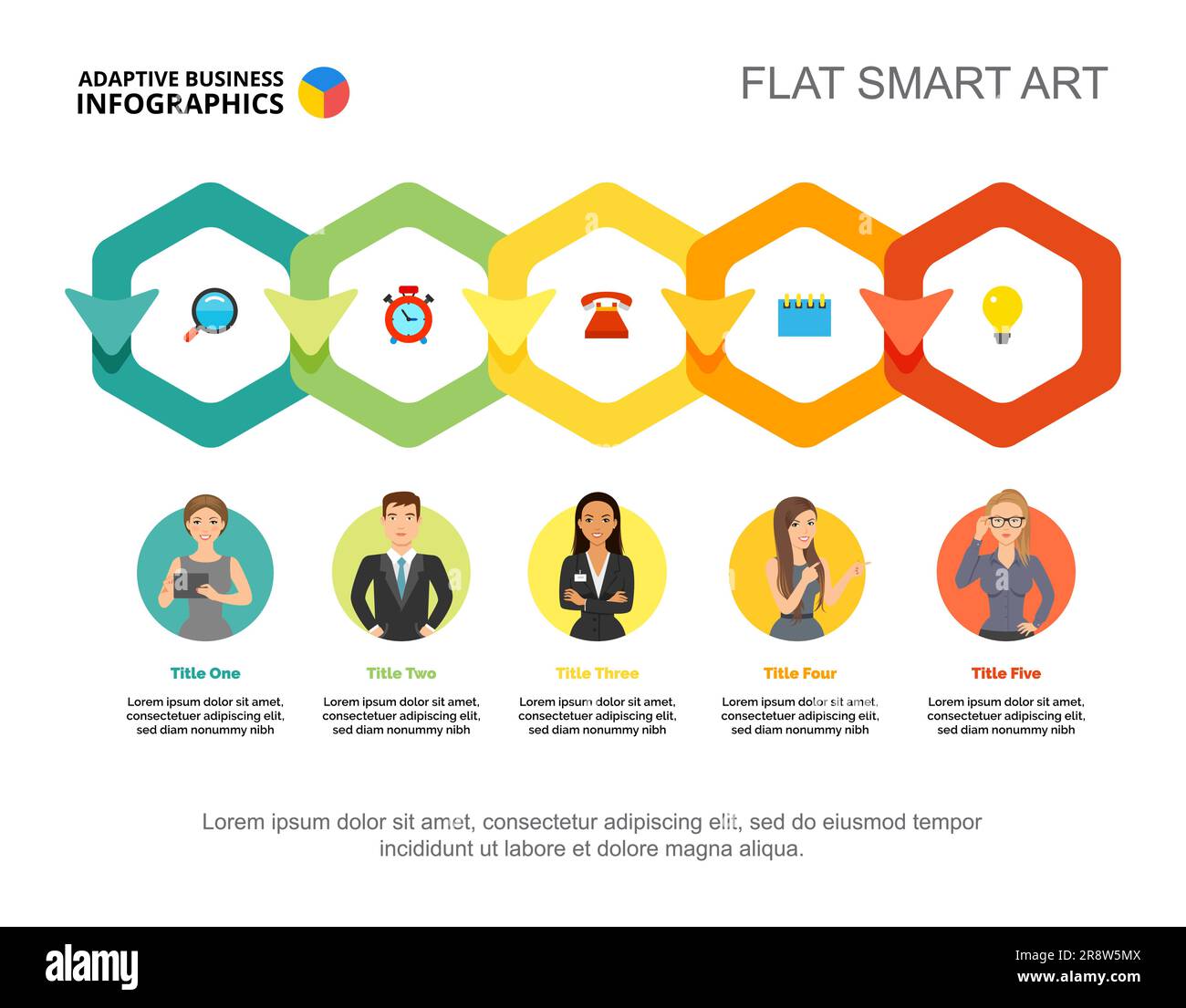Five hexagons process chart template Stock Vector Image & Art - Alamy
