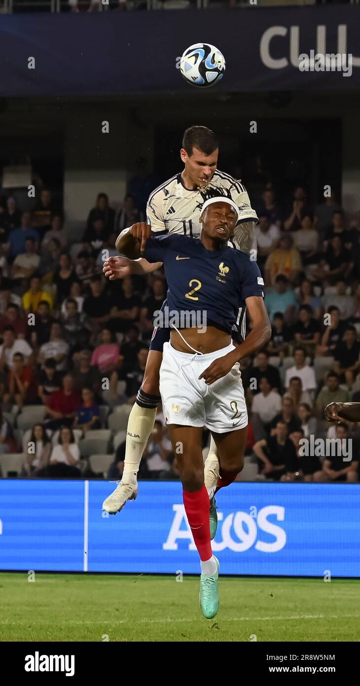 Pietro Pellegri (Italy U21)Mohamed Simakan (France U21) during the UEFA ...