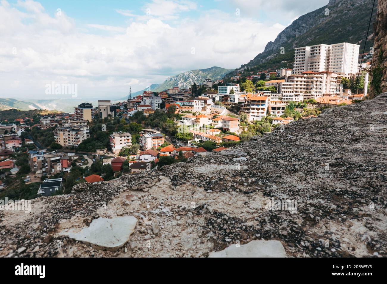 The hillside touristic town of Krujë, Albania, home to the Castle of ...