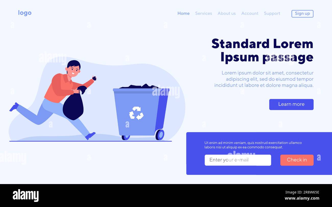 Young man running and carrying trash out Stock Vector Image & Art - Alamy