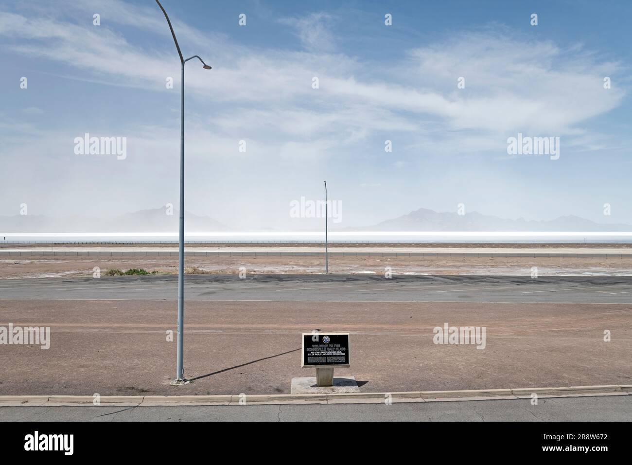 Usa, Utah. Interstate 80 running through the Bonneville Salt Flats ...