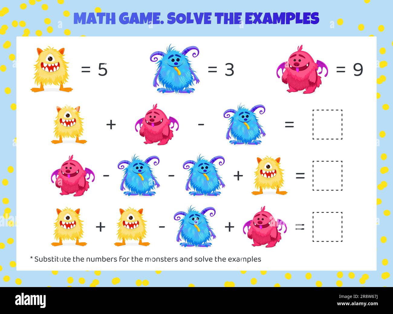 Math game for kids. Addition and subtraction Stock Vector Image & Art ...