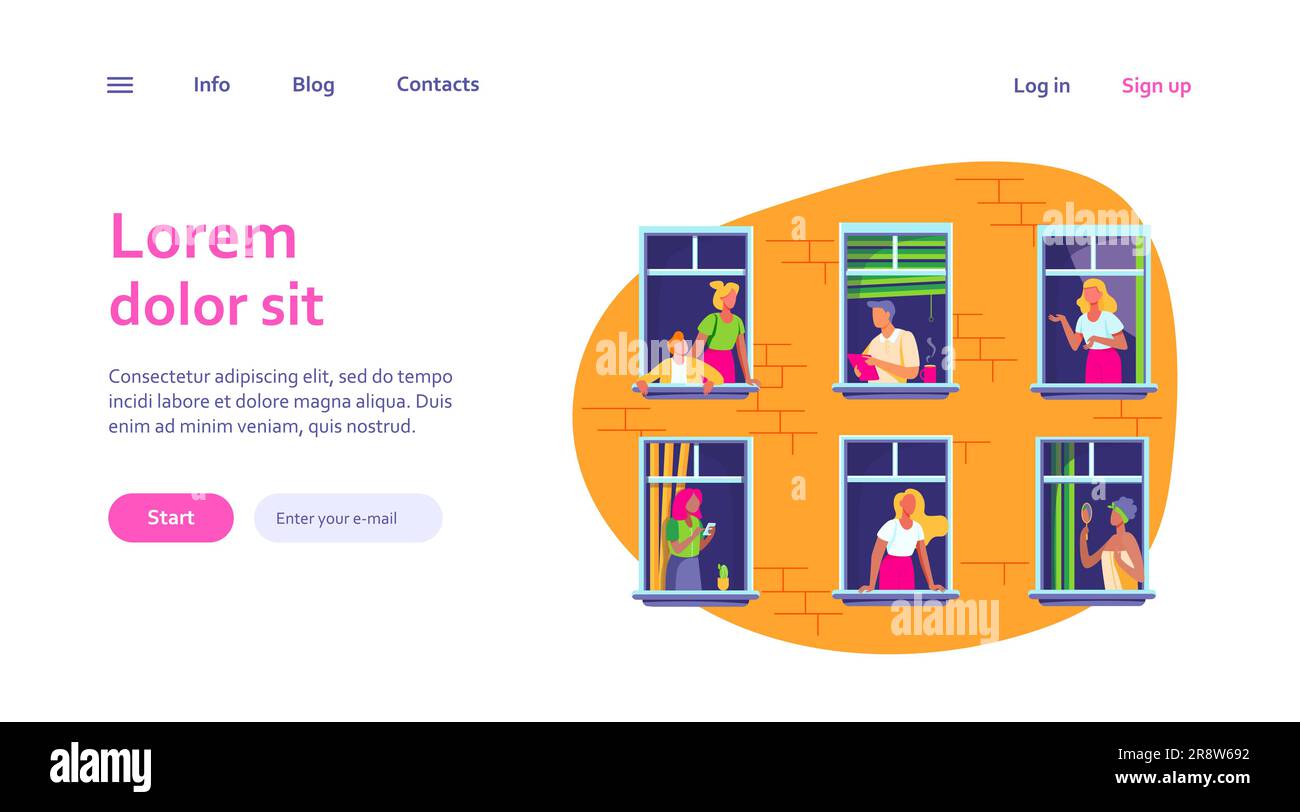 Apartment building with people in open window spaces Stock Vector Image ...