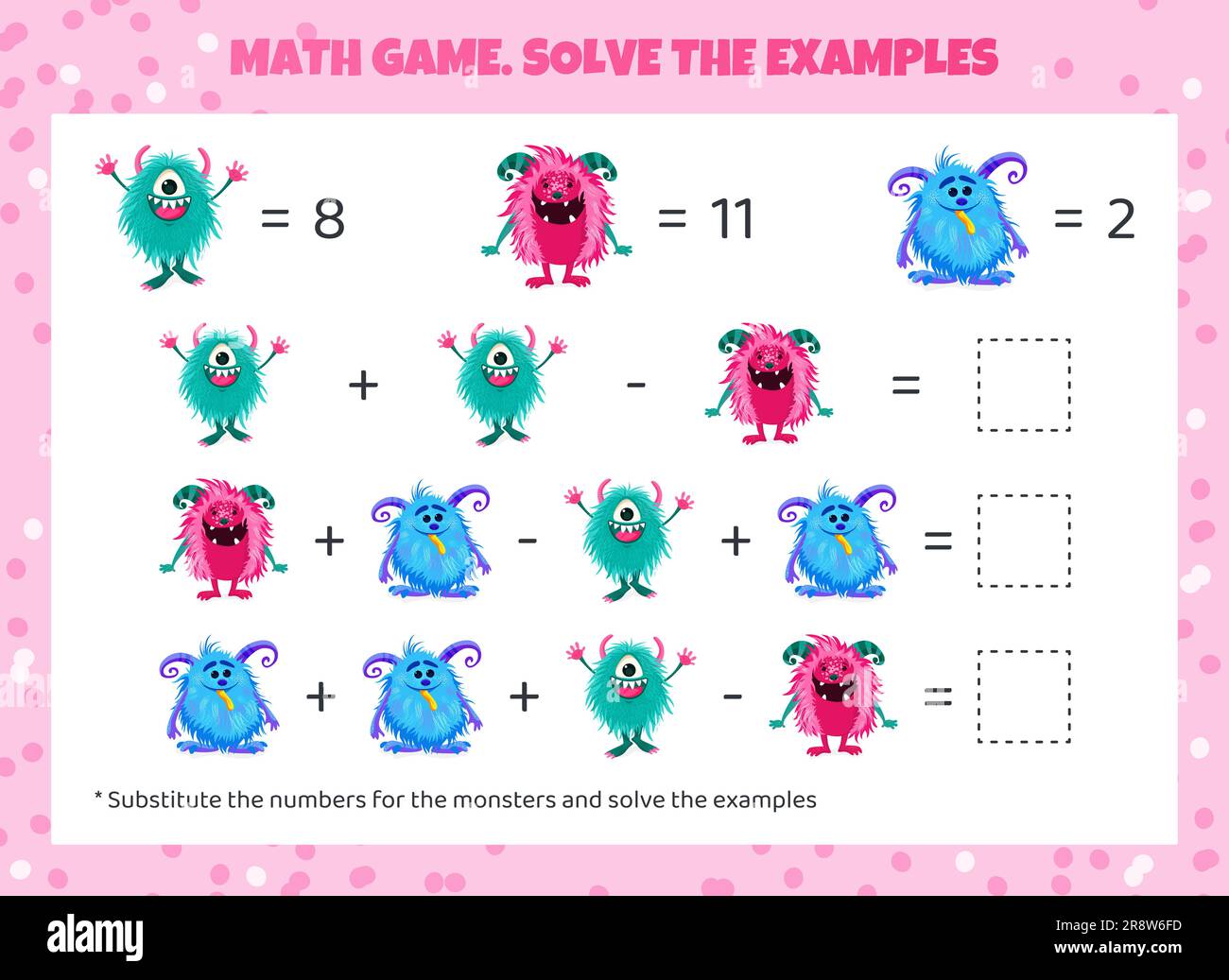 Math game for kids. Addition and subtraction Stock Vector Image & Art ...