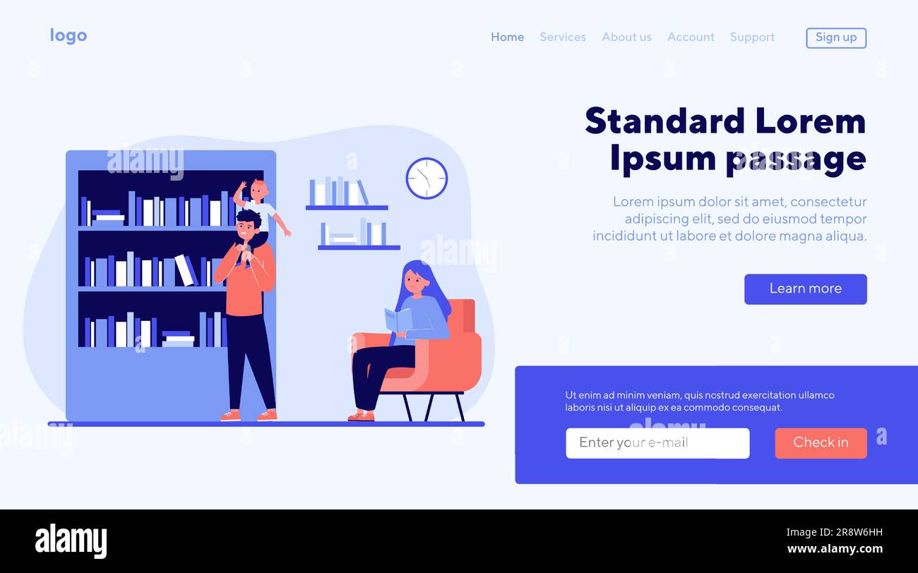 Reading books illustration landing Stock Vector Images - Alamy