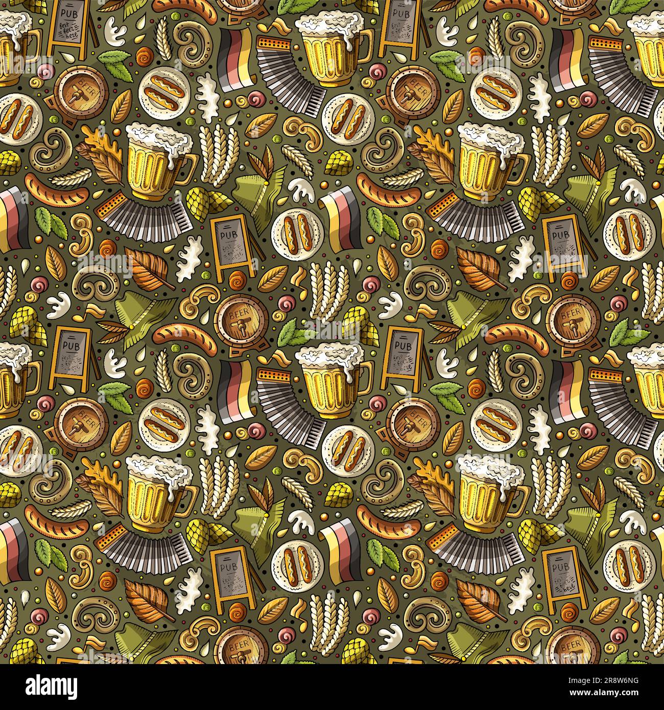 Cartoon cute doodles Beer seamless pattern Stock Vector Image & Art - Alamy