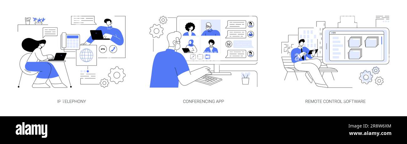 Teamwork technologies abstract concept vector illustrations Stock ...