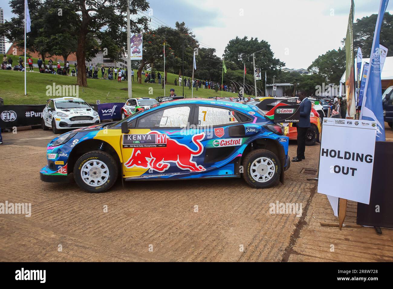A rally car Ford Puma which will be driven by Loubet Pierre-Louis seen ...